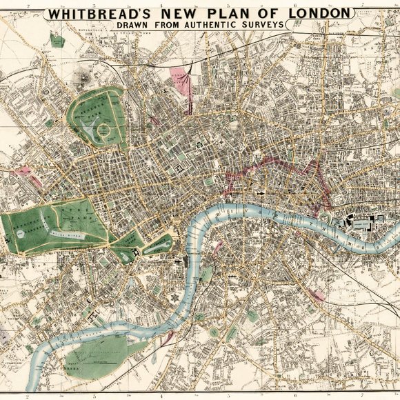 waterandcolorslp | Wall Decor | 3x19 Vintage Map Of London 19th Century ...